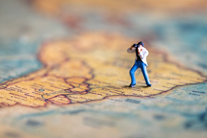 A Traveler Standing on the Map Stock Image - Image of person, trip ...