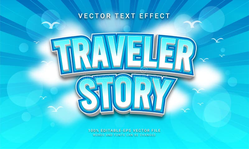 Traveler Story Editable Text Effect Themed World Travel Stock Vector ...