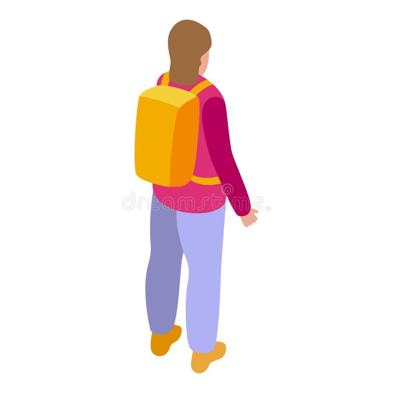 Traveler Walking with Backpack Exploring New Destinations Isometric ...
