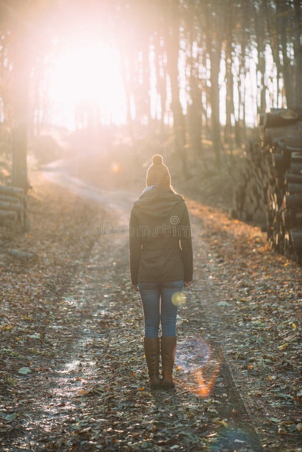 Traveler Woman Walk in Forest Stock Image - Image of forest, walk: 80597911