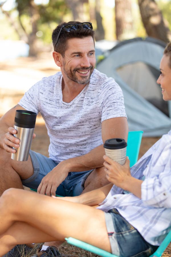 Travelers Drink Tea on Cup Enjoy Nature Stock Image - Image of hiking ...