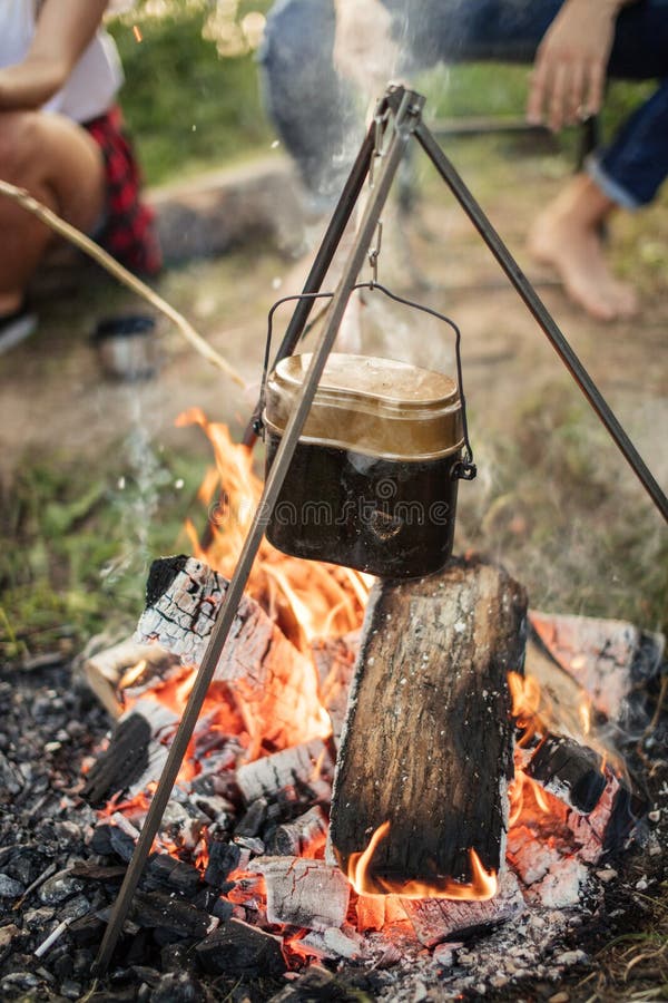 Travelers Have Made Light Campfire Stock Photo - Image of evening ...