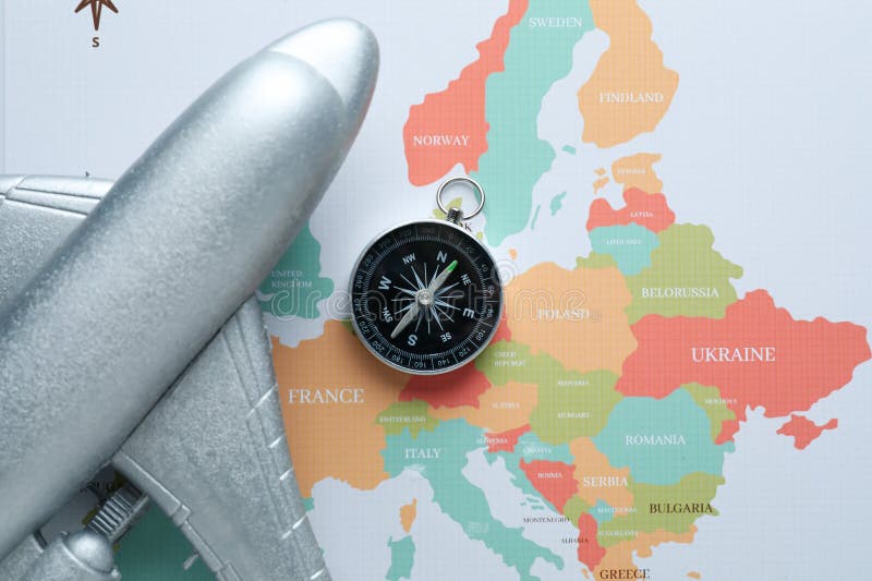 Traveling, Adventure and Vacation Concept with Compass Stock Image ...