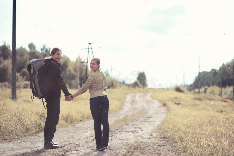 Traveling with a Backpack on Foot Stock Image - Image of boyfriend ...