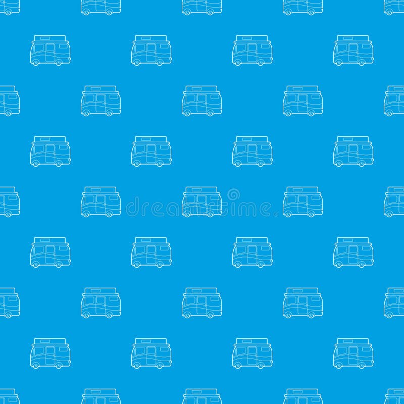 Traveling Camper Van Pattern Vector Seamless Blue Stock Vector ...