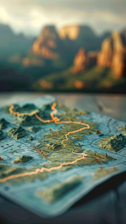 Traveling by Car with Map To Guide the Road Trip Stock Illustration ...