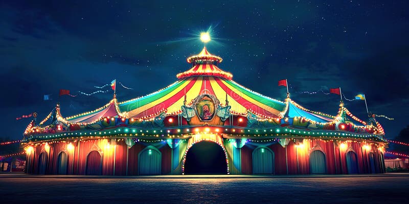 A Traveling Circus at Night Stock Image - Image of street, carnival ...