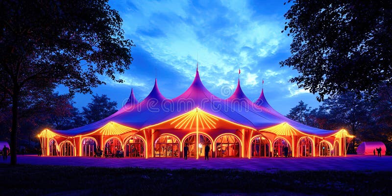 A Traveling Circus at Night Stock Image - Image of advertisement ...