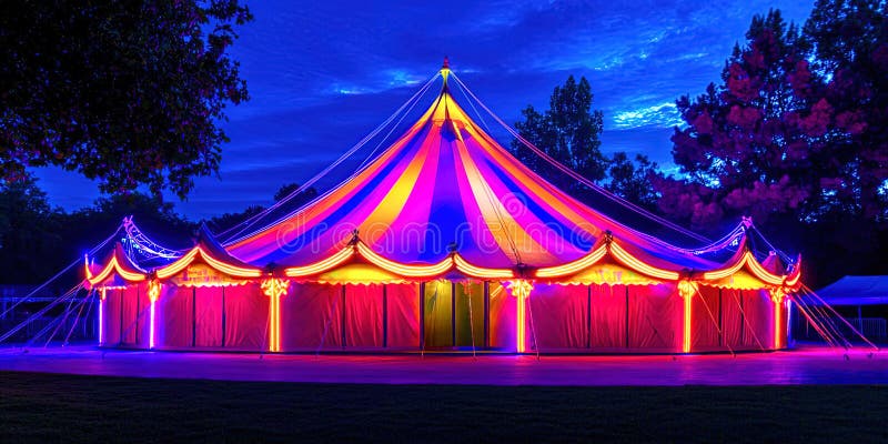 A Traveling Circus at Night Stock Image - Image of urban, colorful ...