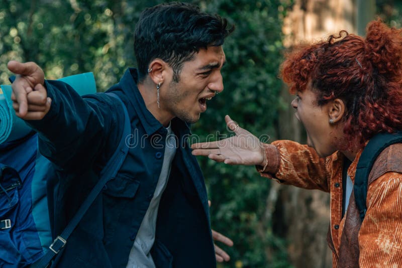 Couple arguing or fighting stock photo. Image of attitude - 221627528