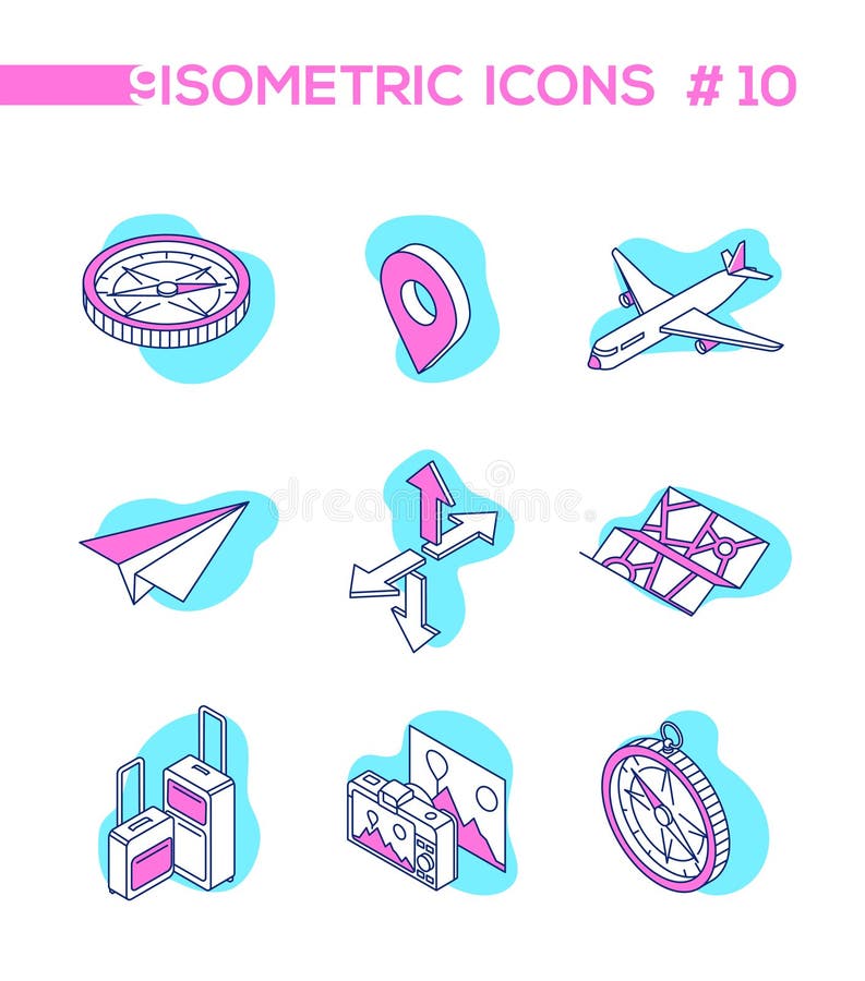 Traveling and Location - Line Design Style Isometric Objects Stock ...