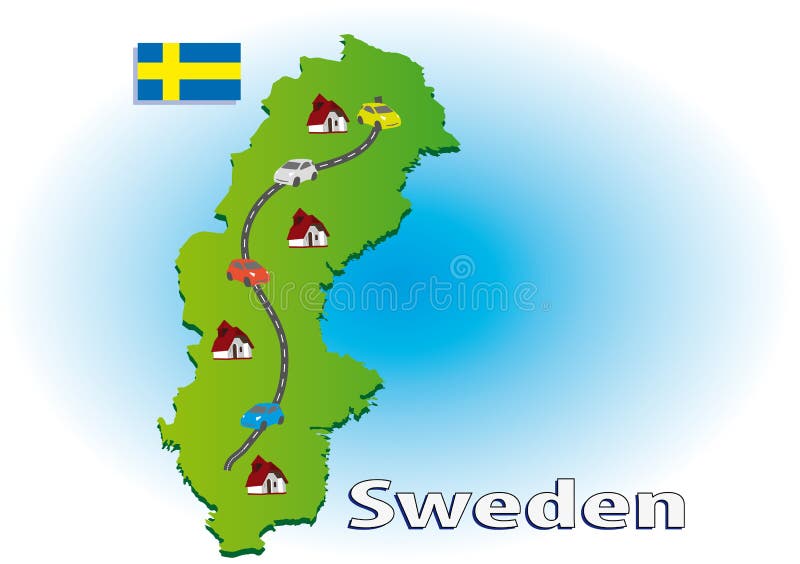 Set with Symbols and Map of Sweden Stock Vector - Illustration of ...