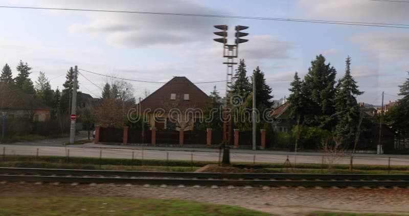 Railway Journey Open Windows, Slow Passing Village Stock Video - Video ...