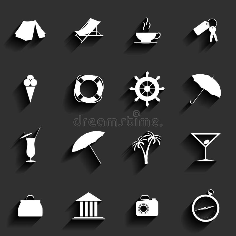 Traveling and Vacation Flat Icons Stock Vector - Illustration of cream ...