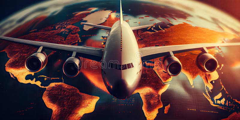 Traveling the World by Airplane Art Collage Stock Illustration ...
