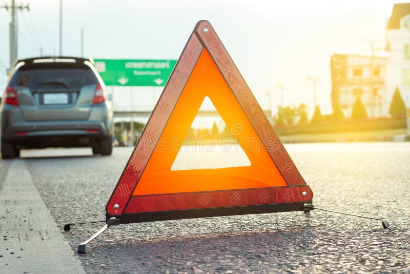 Red Warning Triangle. Focus on Red Triangle Stock Photo - Image of ...