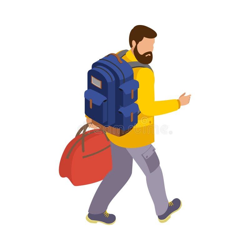 Traveller Isometric Illustration Stock Illustration - Illustration of ...