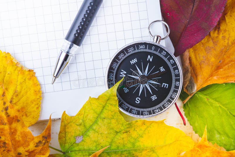 Traveller S Notes. Compass and Notepad for Notes in Bright Autumn ...