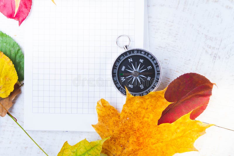 Traveller S Notes. Compass and Notepad for Notes in Bright Autumn ...