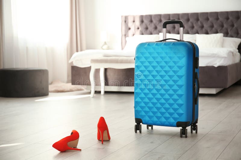 Travelling bag in room stock photo. Image of modern - 118894582