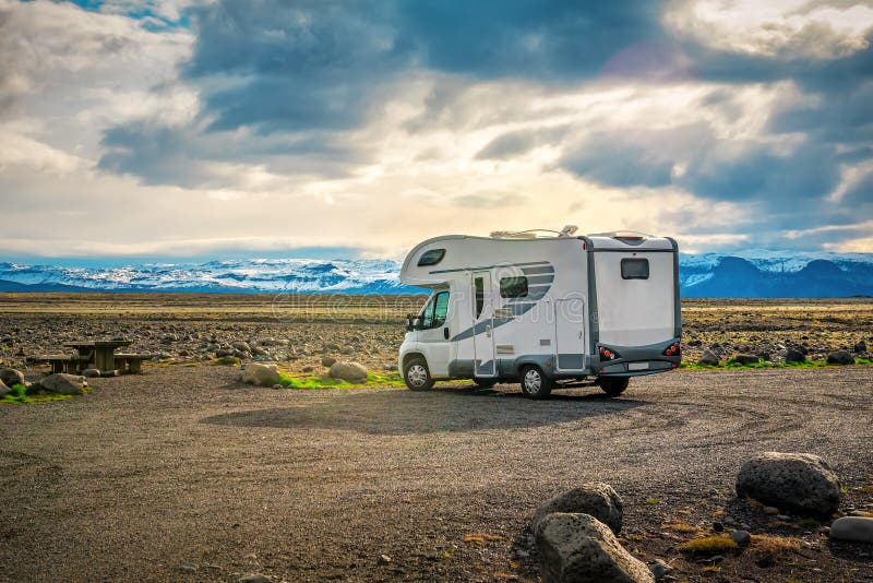 Travelling with Mobile Motor Home RV Campervan Stock Image - Image of ...