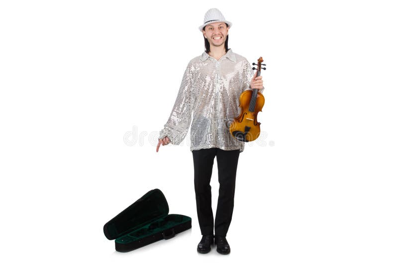 The Travelling Musician Isolated on White Stock Photo - Image of ...