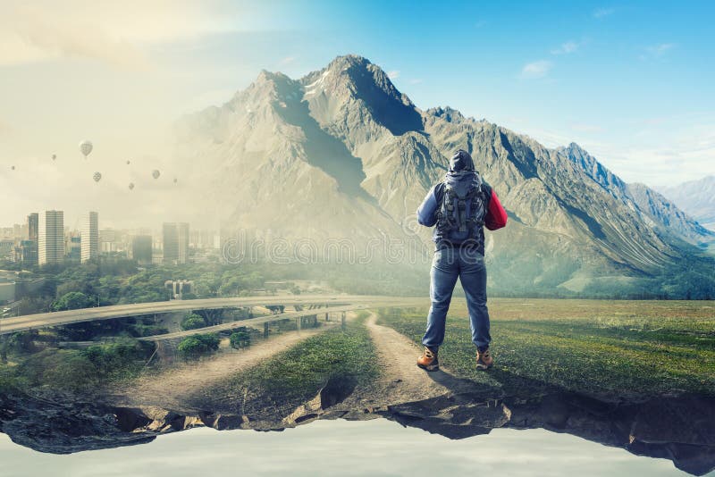 Travelling Tourist with His Backpack Stock Photo - Image of person ...