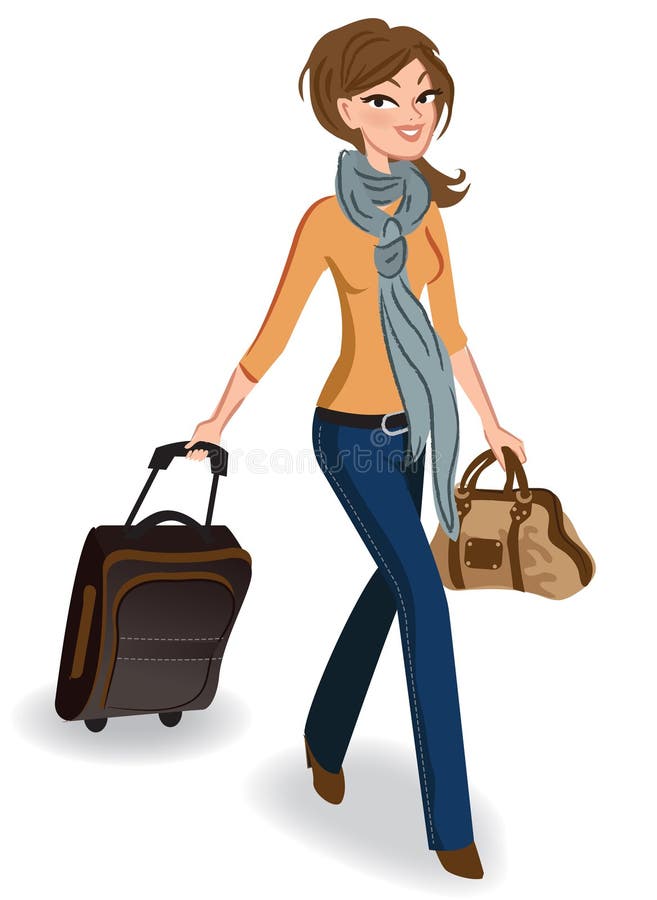 Travelling woman stock vector. Illustration of scarf - 10926893