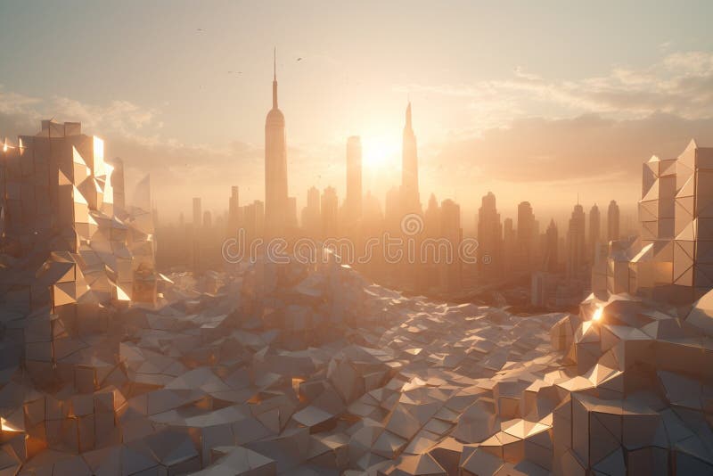 Traverse a Cityscape Where Buildings are Giant Stock Photo - Image of ...