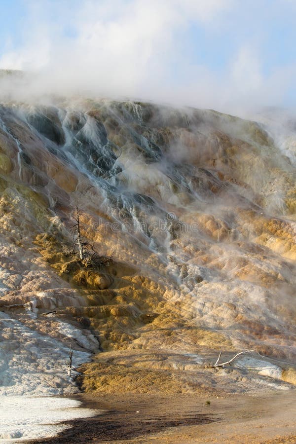 Travertine Formation in Mammoth Hot Springs Stock Photo - Image of ...