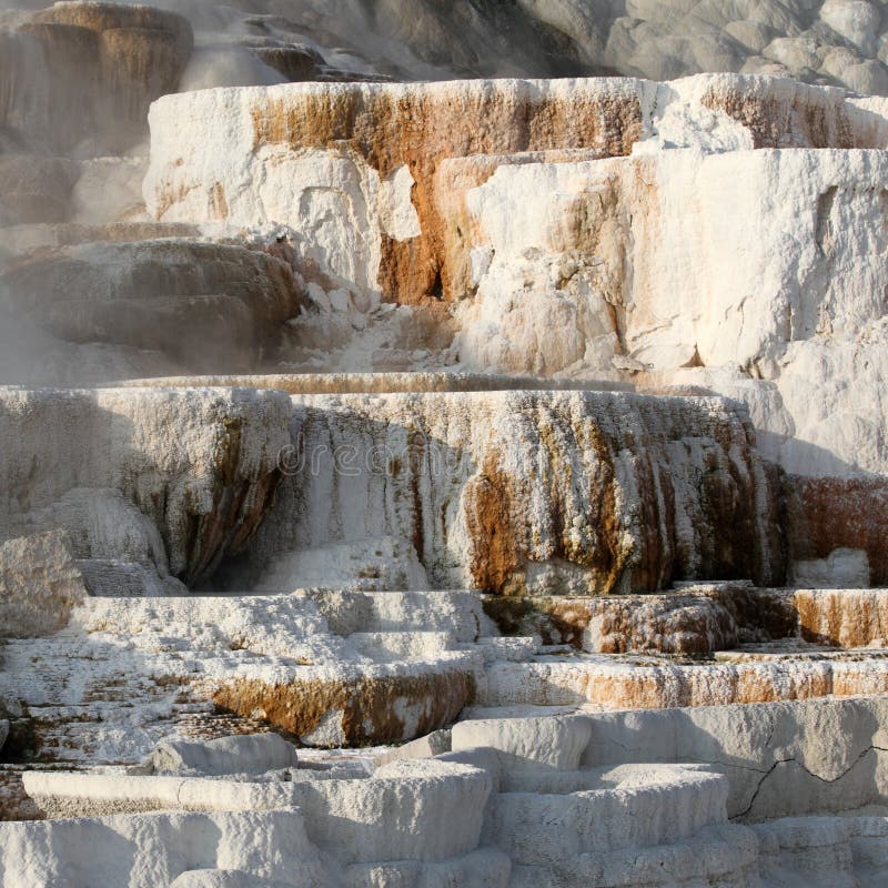 Travertine Formation in Mammoth Hot Springs Stock Photo - Image of ...