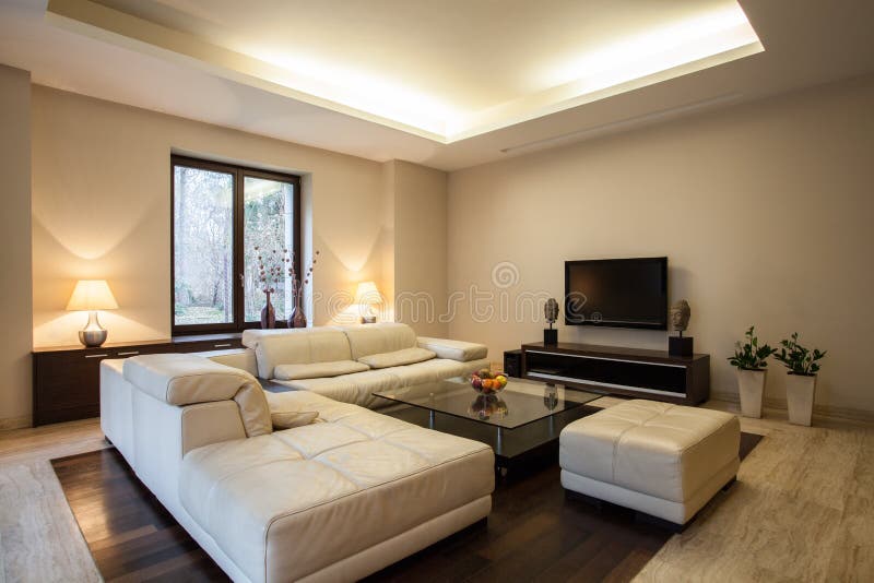 Travertine House: Horizontal View on Interior Stock Image - Image of ...