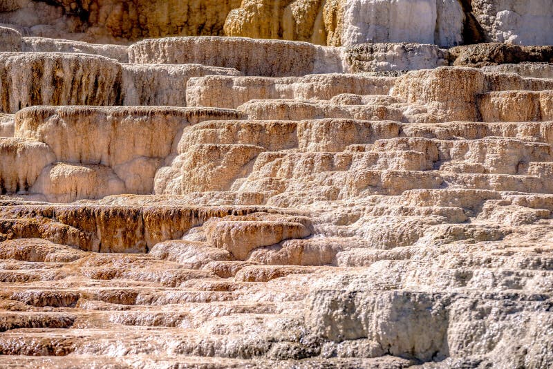 Travertine Terraces, Mammoth Hot Springs, Yellowstone Stock Photo ...