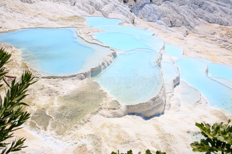 Travertines with Turquoise Water in Pamukkale. Stock Photo - Image of ...