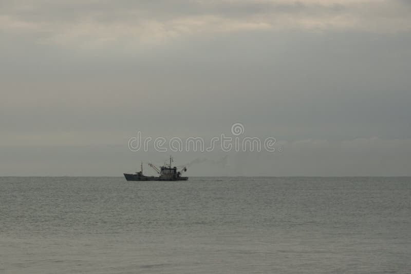 A trawl ship. stock image. Image of grey, serene, boat - 84692879