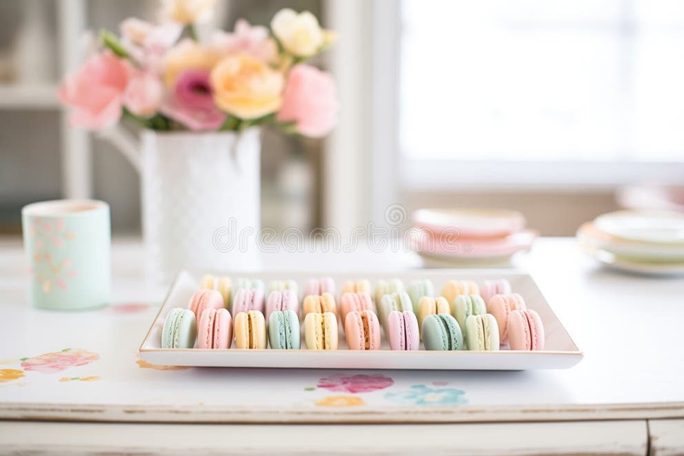 Tray of Assorted Macarons in Pastel Colors Stock Photo - Image of ...