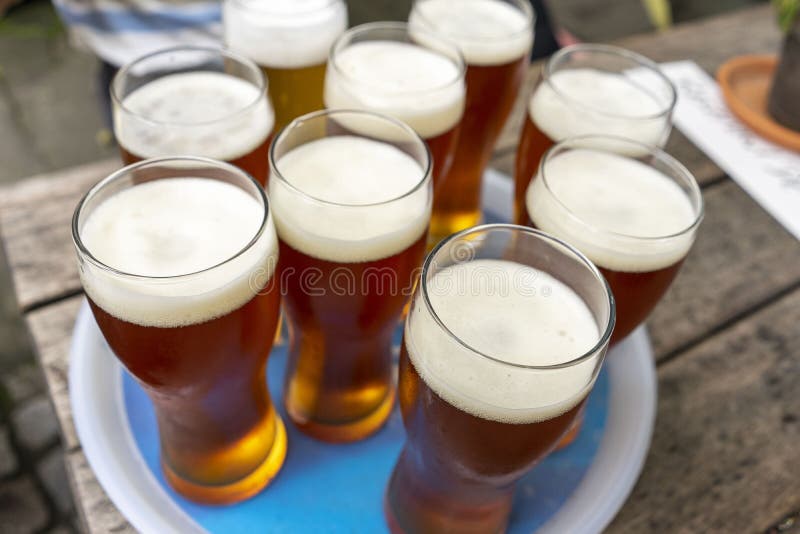 Tray of Beers - Lagers in Germany Stock Image - Image of craft, bier ...