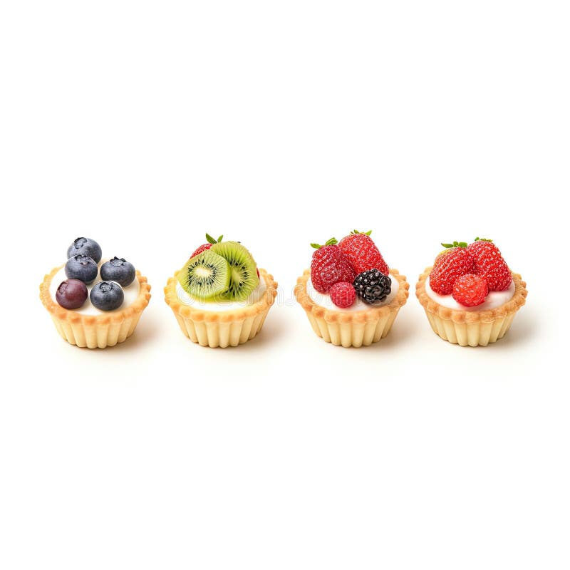 A Tray of Bite-sized Fruit Tarts with Fresh Berries and a Dusting of ...