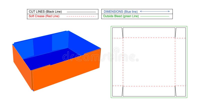 RSC Cardboard Box, Dieline Template, SVG, Ai, EPS, PDF, DXF, JPG, PNG ...
