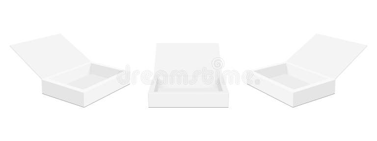 Tray Boxes Set with Opened Lid, Isolated on White Background Stock ...