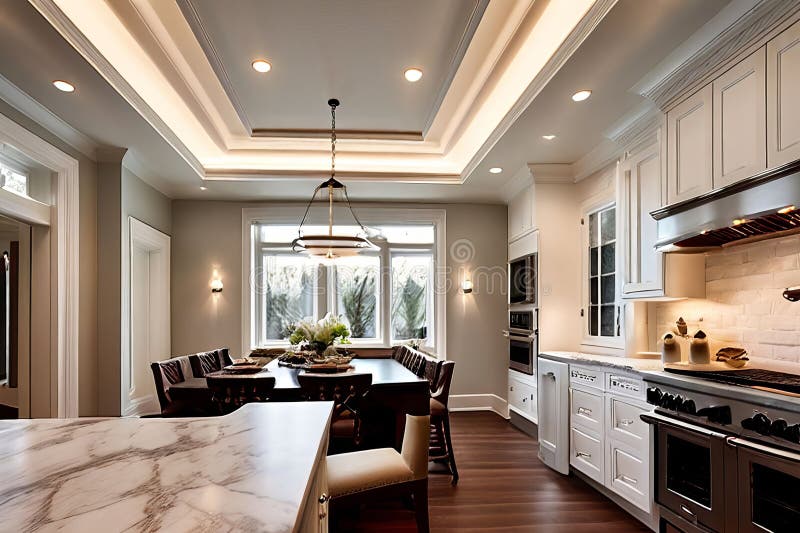 Tray Ceiling a Close Up of a Tray Ceiling with Recessed Lighting Stock ...