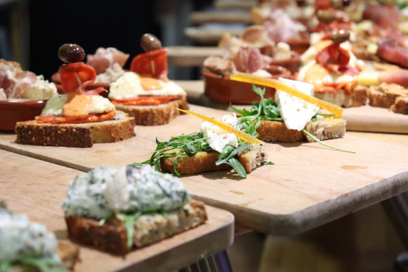 Tray of cheese tapas stock photo. Image of tapas, wooden - 108671942