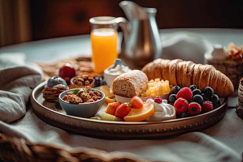 Breakfast in bed stock illustration. Illustration of chef - 282611336