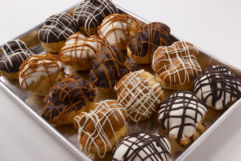 Tray2 cream puffs stock image. Image of lunch, cream - 271349835