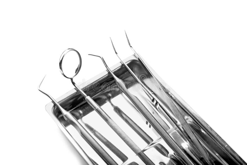 Tray with Dental Instruments and Occlusal Splint, Closeup Stock Photo ...