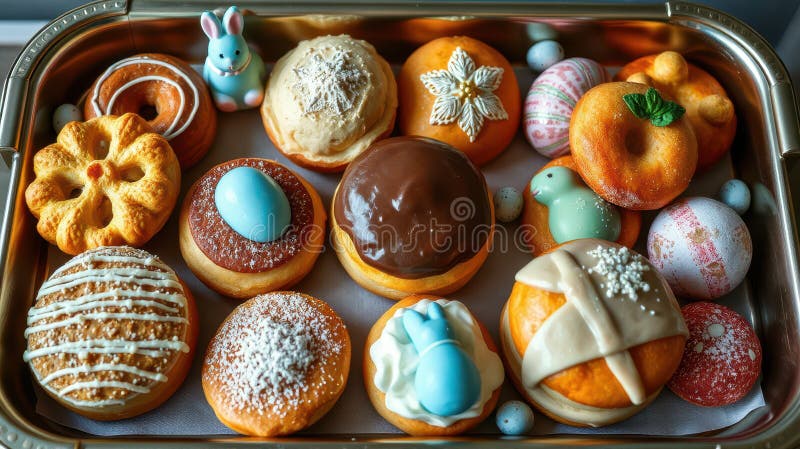Colorful Variety of Decorated Donuts during a Spring Celebration ...