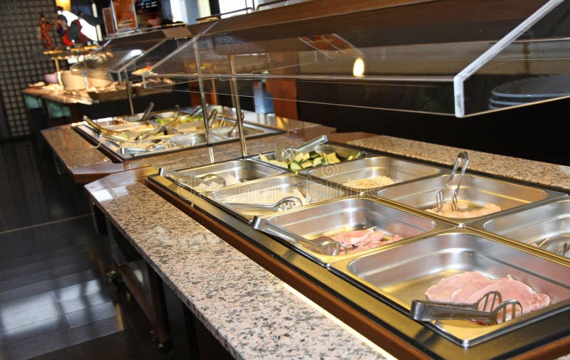 Tray Filled with Food Inside the Self Service Chinese Restaurant Stock ...
