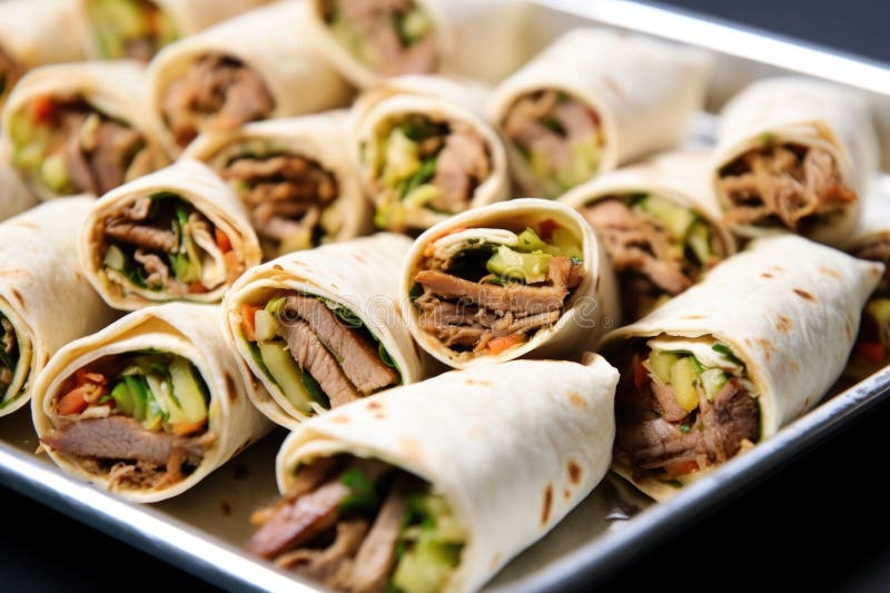 Tray Filled with Shawarma Wraps Ready for Serving Stock Illustration ...