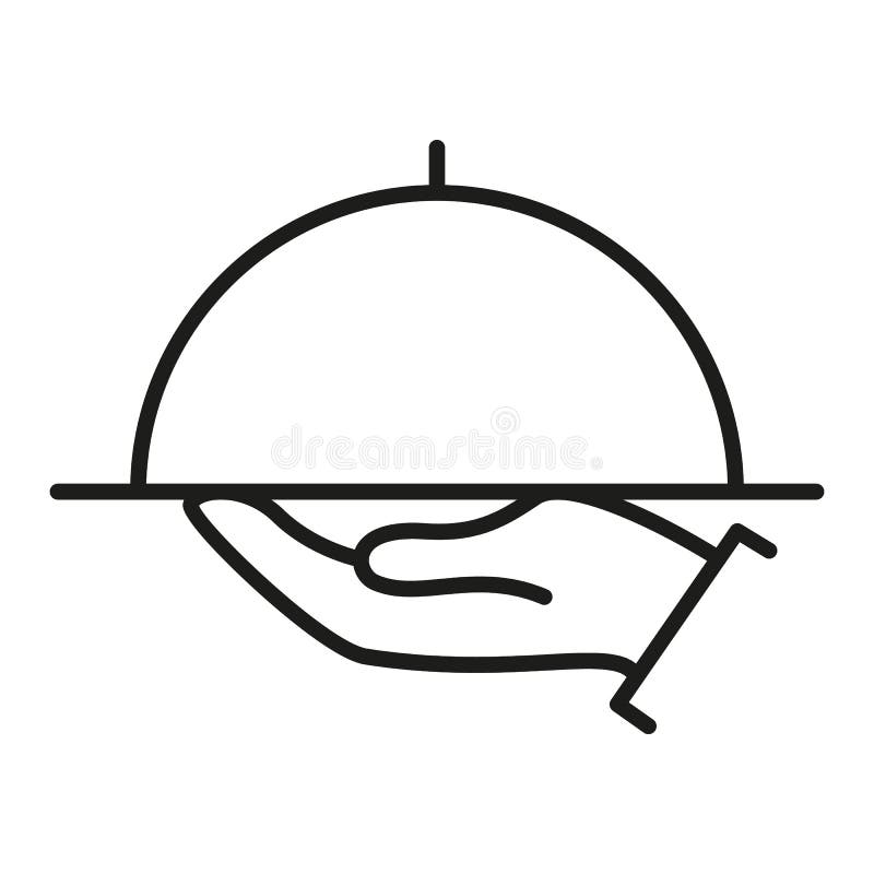 Tray of Food Line Icon. Covered Plate Outline Vector Illustration Stock ...