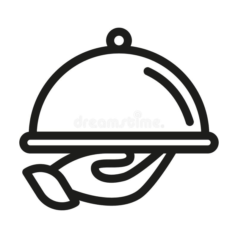 Tray of Food Line Icon. Covered Plate Outline Vector Illustration Stock Vector - Illustration of ...